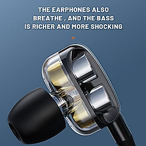 EAVAN Double Dynamic Drivers Wired Earphones,4 Speakers 4 Core HiFi in-Ear Earbuds,Noise Isolating Headphones 3.5mm Jack with Mic for Computer,MP3 and Phone