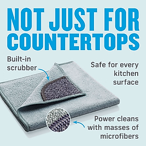 E-Cloth 5-pc Kitchen Bundle, Microfiber Cleaning Cloths Set with Dish Scrubber, Ideal Spotless Cleaner for Granite, Marble, Kitchen, Sink, Dish and Stainless Steel Pot and Pans, 100 Wash Promise