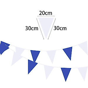 40 Meters 131ft Blue and White Outdoor Waterproof PE Plastic Party Banner Decorations, Triangular Flags Pennant Bunting for Birthday Graduation