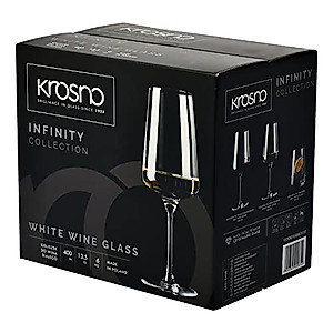 Krosno white and sparkling wine glasses | 6 pieces set | 13.52 oz | Infinity Collection | Elegant | Crystal Glass | Lead-free glass | Perfect for Homes, Restaurants and Receptions | Dishwasher Safe