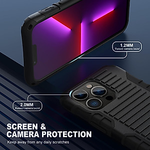 E-Tree Shockproof Case for iPhone 13 Pro, [Dual Layar Protection] [Military Grade Anti-Drop] [Built-in Kickstand] [Rugged & Durable], for Apple iPhone13 Pro, Black