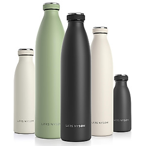 LARS NYSØM Stainless Steel Insulated Water Bottle 12oz 17oz 25oz 34oz 51oz | BPA-free Insulated Thermo Flask for Hot and Cold Beverages | Leakproof Drinking Bottle