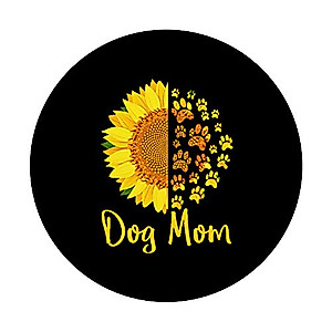 Dog Mom Sunflower Paw Print Dog Owner PopSockets Swappable PopGrip