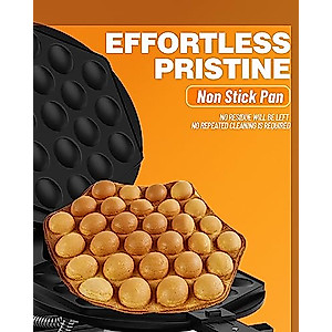 PYY Double Bubble Waffle Maker Commercial Waffle Maker Non-stick Hong Kong Egg Waffle Maker for Home Use Stainless Steel Pancake Maker 180° rotate, 1500W 110V Electric Cone Maker 50-250℃/122-482℉
