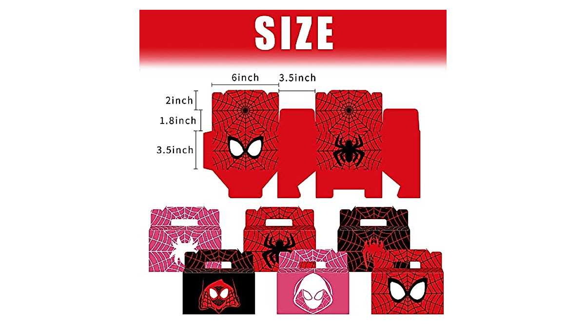 Spider Birthday Favor Boxes | 18 Durable Spider Hero Party Boxes