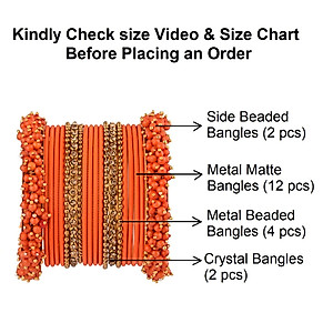 Efulgenz Beaded Bracelet Bangle Set Indian Bangles for Women Faux Pearl Beads Boho Bracelets with Matte Finish Metal Bangles and Oxidized Crystal Metal Ball Bangles Statement Jewelry for Women (20