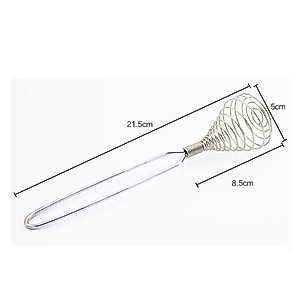 Coil Whisk Eggs, 8 Inch Egg Beater, Stainless Steel Wire Whisk, Egg Whisker with Rotating Spring, Flexible Egg Beater, Hand Eggbeater for Cooking Whipping Mixing Blender Kitchen Cream Egg