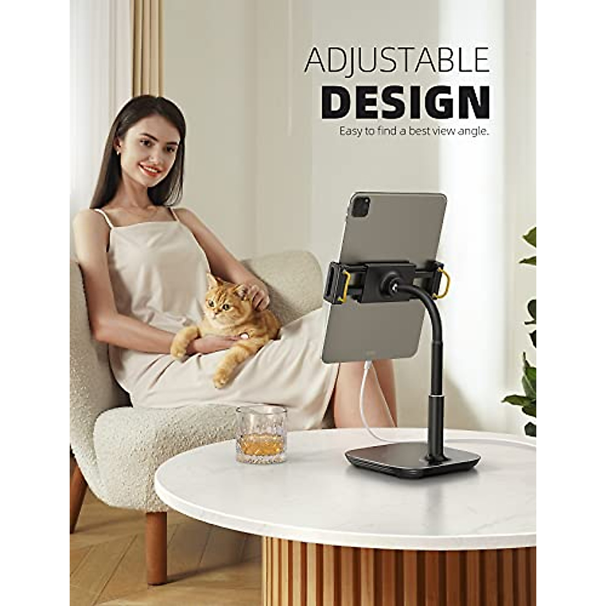 Lamicall Tablet Stand Holder, Gooseneck Tablet Mount - 2.5lb Heavy Duty Base Adjustable Desktop Stand with 360 Degree Rotating for 4.7-13" Tablet, iPad Pro 12.9 Air Mini, Fire, Kindle, Tabs, Black