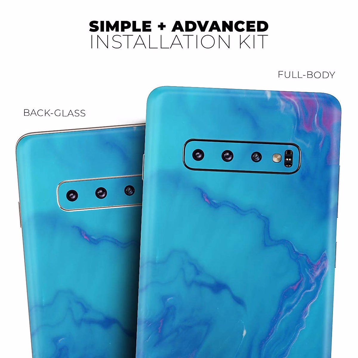 DesignSkinz Marbleized Ocean Blue Protective Vinyl Decal Wrap Skin Cover Compatible with The Samsung Galaxy S20 (Screen Trim & Back Glass Skin)