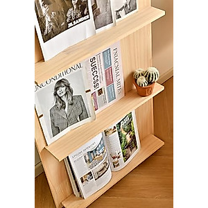 Heehee Solid Wood Bookshelf Bookcase Newspaper Rack Magazine Rack Arched Bookshelf Books and Newspaper Display Rack (3-Tier)