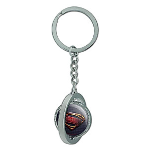 GRAPHICS & MORE Justice League Movie Superman Logo Keychain Spinning Round Chrome Plated Metal