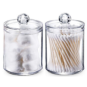 Kamay's 2PCS Transparent Dust-proof Cotton Ball Pad Swabs Make Up Pads Dispenser Holder Organizer Container with lid Multifunction Acrylic Cosmetic Makeup Organizer (SF-297-2)