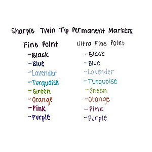 Sharpie Fine/Ultra Fine Twin Tip Permanent Marker, Black (Pack of 12)