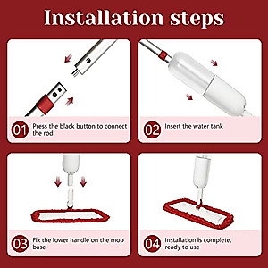 Nofaner Spray Mop, Mops for Floor Cleaning Kitchen Dry Wet Flat Mop with 22 Oz Refillable Bottle 4 Washable Pads 1 Slicker Scraper for Wood Laminate Vinyl Ceramic Hardwood Tiles