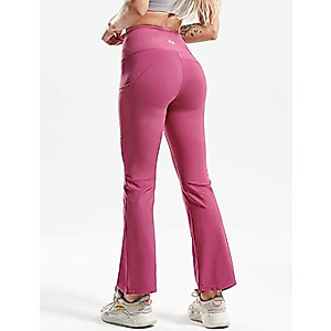 CADMUS High Waist Leggings for Women Naked Feeling Buttery Soft Bootcut Yoga Pants 2 Side Pockets, 39#, PaleVioletRed, M