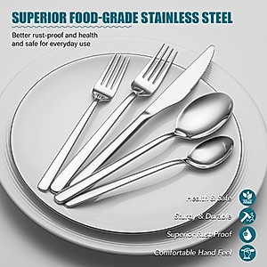 Silverware Set for 8, EIUBUIE 40-Pieces Food-Grade Stainless Steel Flatware Cutlery Sets, Mirror Polished Lightweight Kitchen Eating Utensil Tableware Set Include Forks Spoons Knives, Dishwasher Safe