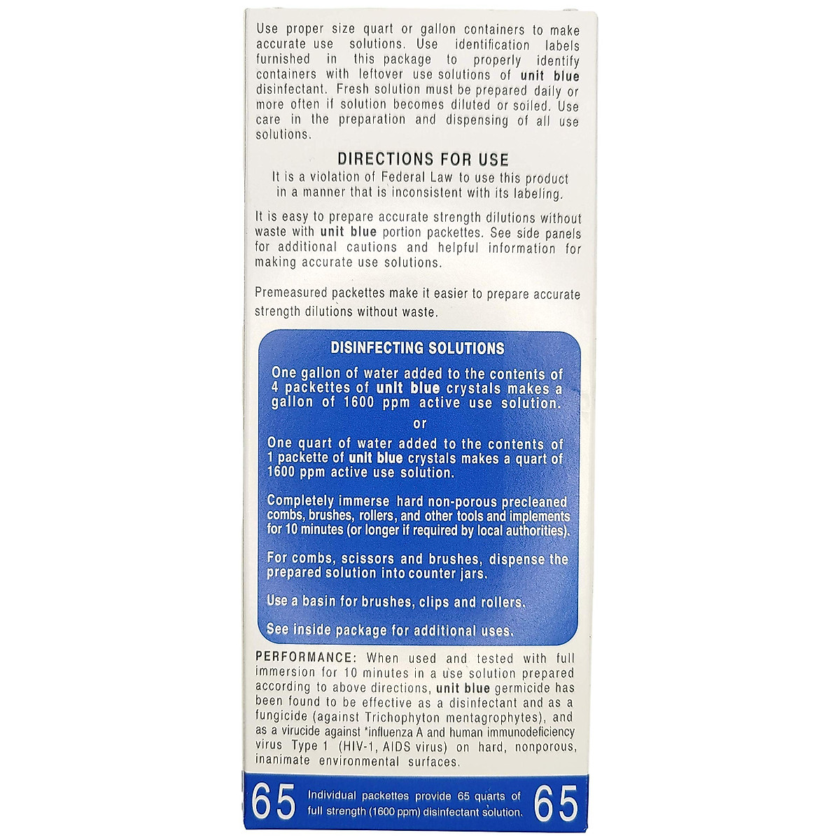 Timsen Unit Blue Germicidal Disinfectant (Box of 65)