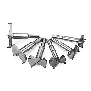 Hilitand Forstner Drill Bits Set, 6pcs 30/35/40/45/50/60mm High Strength Steel Flat Bits Drill Set Woodworking Hole Saw Wood Cutter Tool