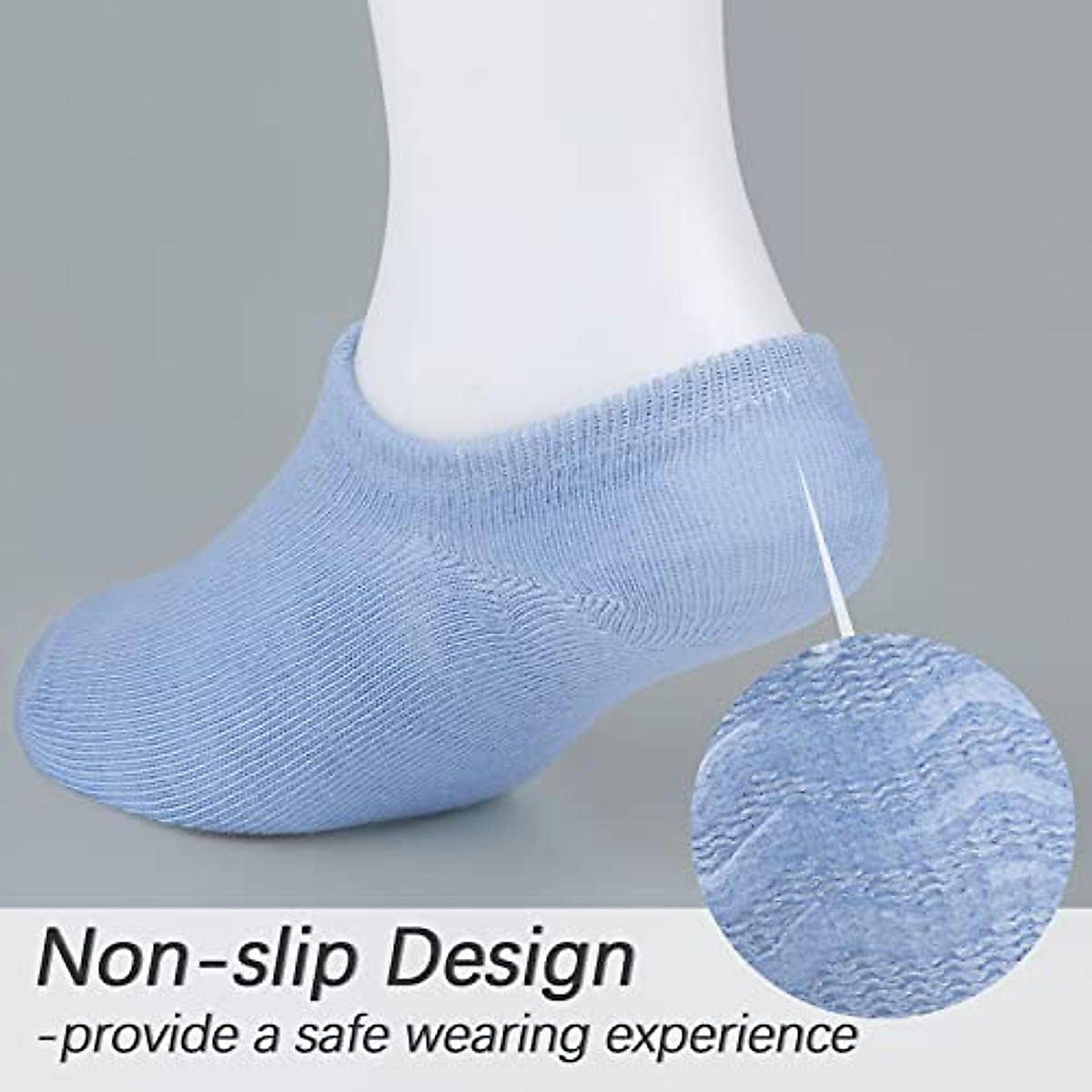 Poroka 16 Pairs No Show Socks Anti-slip Low Cut Kid Socks Kids Half Cushion Socks for Girls Boys