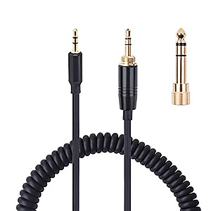 Toxaoii QC45 Coiled Audio Cable, Replacement Audio Cord Compatible with Bose QuietComfort QC 45, QC35 II, QC 35, OE2 OE2i Soundlink SoundTrue Headphone with 6.35mm Adapter, 2.5mm to 3.5mm(6~10ft)