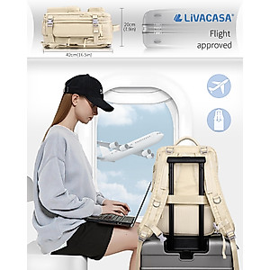 LIVACASA Waterproof Travel Laptop Backpack for Women Men,Flight Approved Carry on Backpack,School Backpack Fit 17 Inch Laptop