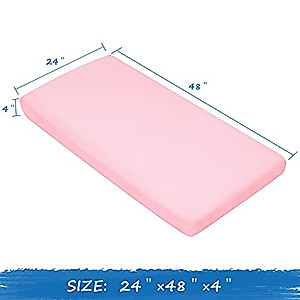Nap Mat Sheet 24" x 48" x 4" Fitted Preschool Day Care Rest Mat Cover, Soft & Breathable Microfiber Baby Sheets for ECR4Kids Mat, Regalo My Cot Portable Toddler Bed and Joovy Travel Cot, Pink