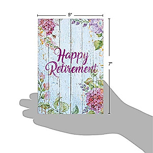 NobleWorks, Blooming Driftwood Retiree -Happy Retirement Greeting Card with Envelope - Beautiful Vintage Wood, Flower Congrats Notecard C6108JRTG