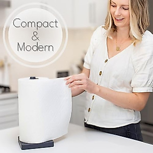 House Perfect Green Paper Towel Holder – Wood Paper Towel Holder Stand – Great for Kitchen Counters & Bathrooms – Suits Paper Towel Rolls & Reusable Kitchen Towels