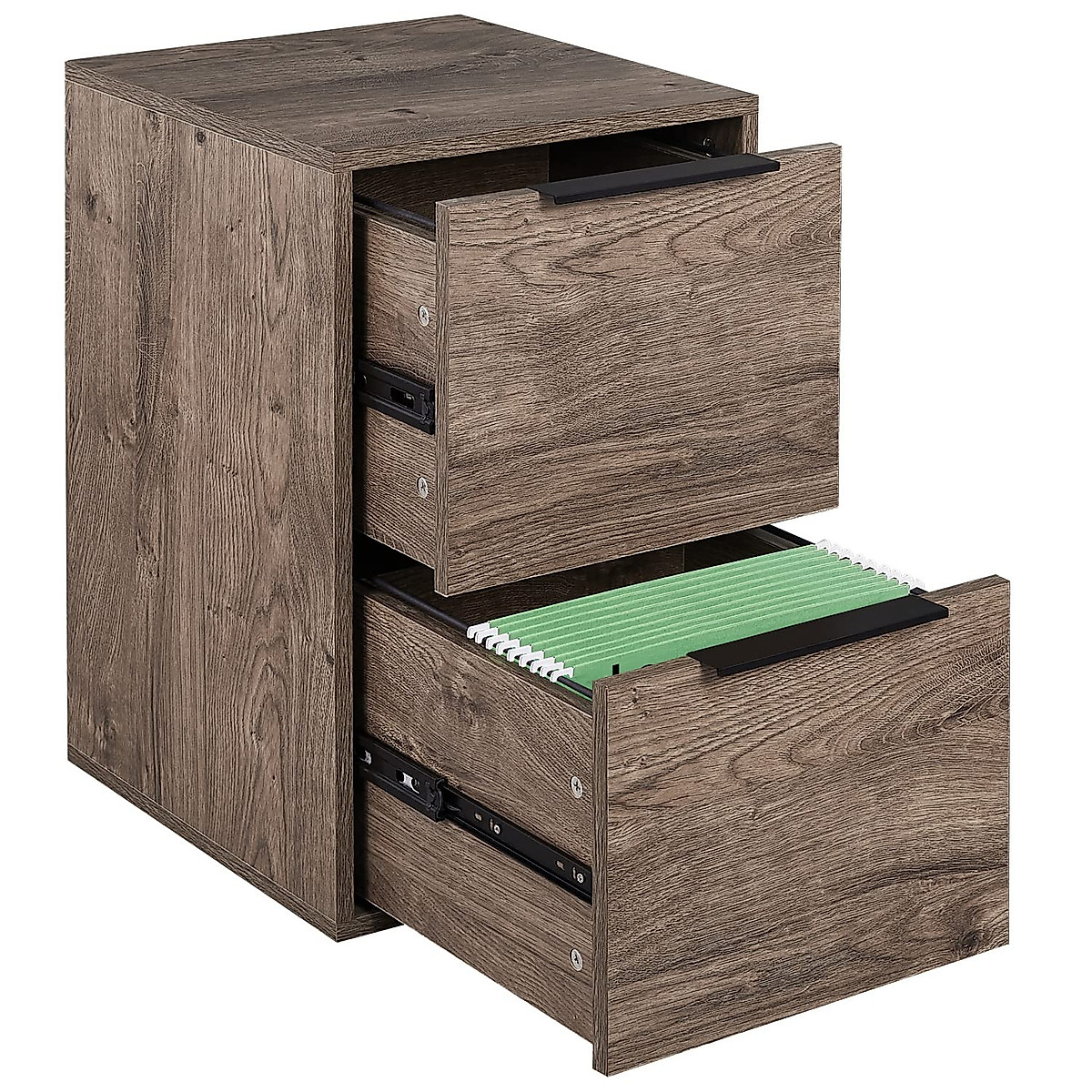 LUCYPAL 2 Drawer Wood File Cabinet,Wooden Storage Filing Cabinets with Hanging Bars for Letter Size and Home Office,Under Desk Storage Cabinet,Assembly Required (Grey)