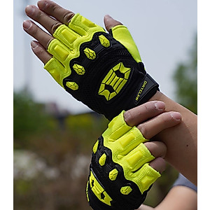 Seibertron Youth Dirtclaw Gloves - Gel Padded Anti-Slip Palm Fingerless Gloves for Off-Road/Dirt Bike Riding Fluo Yellow M
