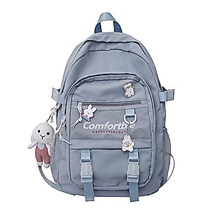 SPORTBANG School Backpack for Teens Girls Middle School Student Travel Blue Laptop Backpack Korean Cute Aesthetic Backpack (Blue)