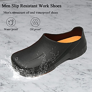 Men's Non Slip Work Shoes for Chef, Oil Resistant Chef Shoes for Men, Food Service Shoes for Restaurant, Zapatos de Cocina para Hombres Black
