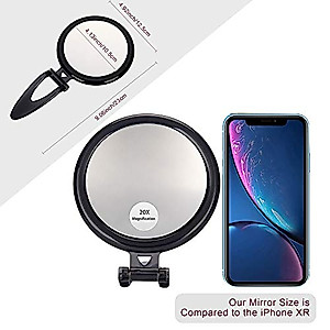 5Inch,20X Magnifying Mirror, Two Sided Mirror, 20X/1X Magnification, Folding Makeup Mirror with Handheld/Stand,Use for Makeup Application, Tweezing, and Blackhead/Blemish Removal. (Black)