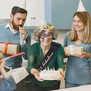 KYZCROTW 50th Birthday Gift for Women, 50th Birthday Tiara Crown, 50 & Fabulous Sash and Glasses for Women 50 years old Birthday Party Decorations and Supplies, 3 pcs