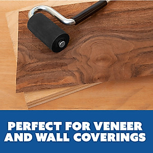 Fulton Long Handle J Roller with Thick Rubber Roller 1-1/2” in Diameter by 2-7/8” Wide For Veneers Laminate Wall Coverings and Edge Banding for Maximum Pressure Adhesion
