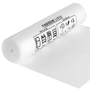 PABUSIOR Shelf Liners for Kitchen Cabinets - Waterproof Cabinet Liner Non-Adhesive, Clear Drawer Liner, Easy to Cut Refrigerator Liners for Shelves, Cupboard, Under Sink (17.7x96 inch)
