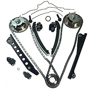 Timing Chain Kit with Tensioner Guides Cover Gaskets Cam Phaser Engine Variable Camshaft Timing Cam Phaser VCT VVTi Actuator Timing Sprocket Bolt Gaskets For Ford TRITON 3-Valve F150 F250 Expedition