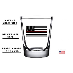 Rogue River Tactical Thin Red Line Shot Glass Gift For Fire Fighter Firefighter FD Fire Department