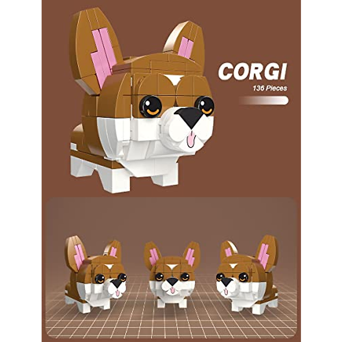 Apostrophe Games Dogs & Friends Building Block Sets - 6 Animals to Build, 661 Pieces - Corgi, Husky, Pug, Shiba Inu, Yorkshire Terrier, Squirrel