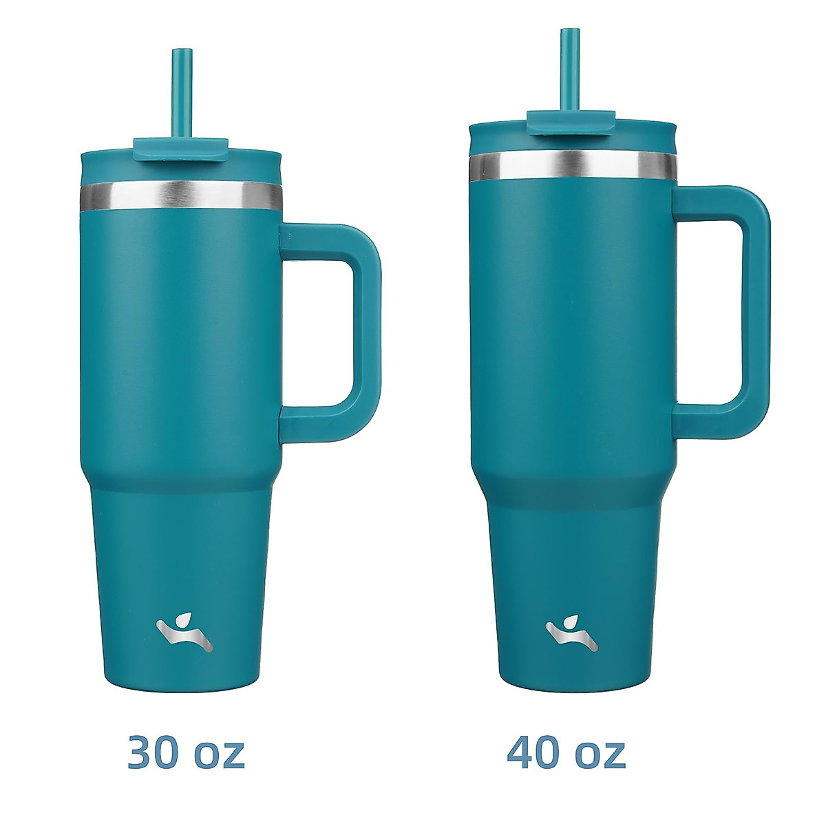 Konokyo 30 oz Tumbler with Handle and 2 Straws,2 in 1 Lid Insulated Water Bottle Stainless Steel Travel Coffee Mug,Blue