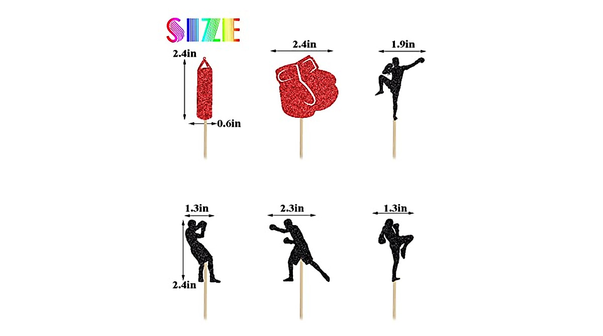 Boxing Themed Cupcake Toppers - 12 Pieces for Birthdays & Parties