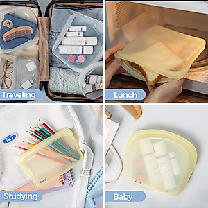 Silicone Freezer Bag for Food Storage,1PCS Gallon Bag (101floz Clear), Large Folding Stand Up Zip Top Container, Home Organization,Travel,Make-up Storage, Freezer, Oven, Microwave (Clear)………