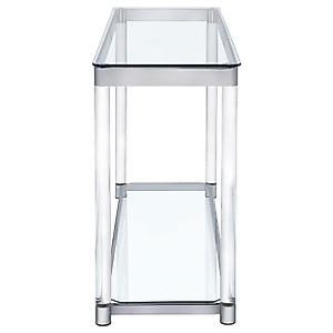 Coaster Home Furnishings Anne Sofa Table with Lower Shelf Chrome and Clear