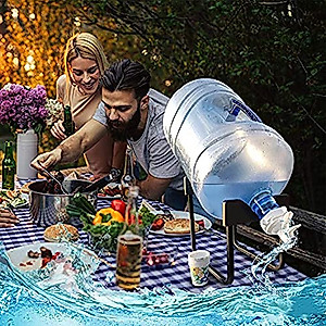 Forzaddik Metal 5 Gallon Water Jug Stand Dispenser with 2.15 Inch Dustproof Valve,Non-Slip Drinking Water Cooler Rack with Reusable Spout