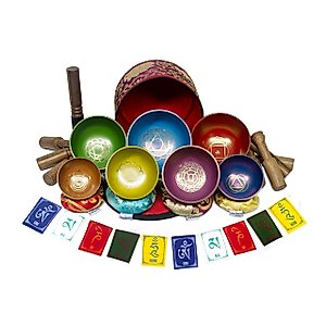 ESK Chakra Healing Tibetan Singing Bowl Set of 7 for Meditation- Himalayan Singing bowls, ESK 11