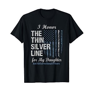 Correctional Officer Daughter - Thin Silver Line Corrections T-Shirt