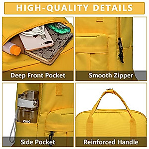 Backpack for Women, Chasechic Lightweight Cute School Bookbag for Teen Girls Hiking Casual Aesthetic Daypack Yellow