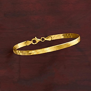 Ross-Simons Italian 4mm 18kt Gold Over Sterling Herringbone Bracelet. 7 inches