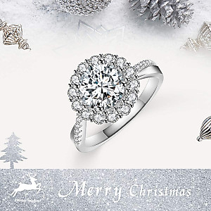 JIANGYUE Engagement Ring 3 carat Cubic Zirconia Wedding Ring for Women 14K White Gold Promise Rings for Her Size 9