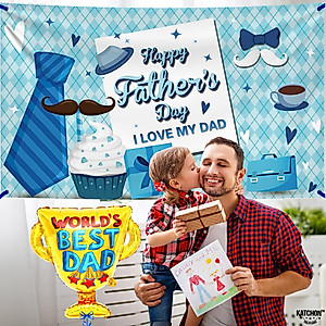 XtraLarge, Happy Fathers Day Banner - 72x44 Inch | Happy Fathers Day Decorations | Happy Fathers Day Backdrop for Photography | Happy Father's Day Party Decorations | Blue Fathers Day Decorations